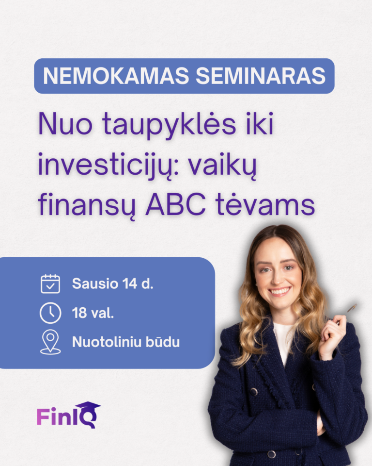 Nemokamas seminaras „Nuo taupyklės iki investicijų: vaikų finansų ABC ...